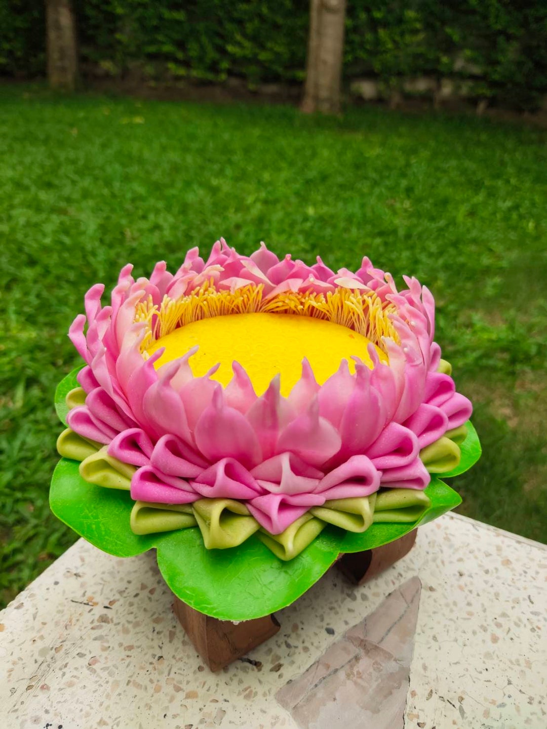 Lotus Lotus Base, Lotus Flower Base Folded, Made From Thai Clay, Size 2 ...