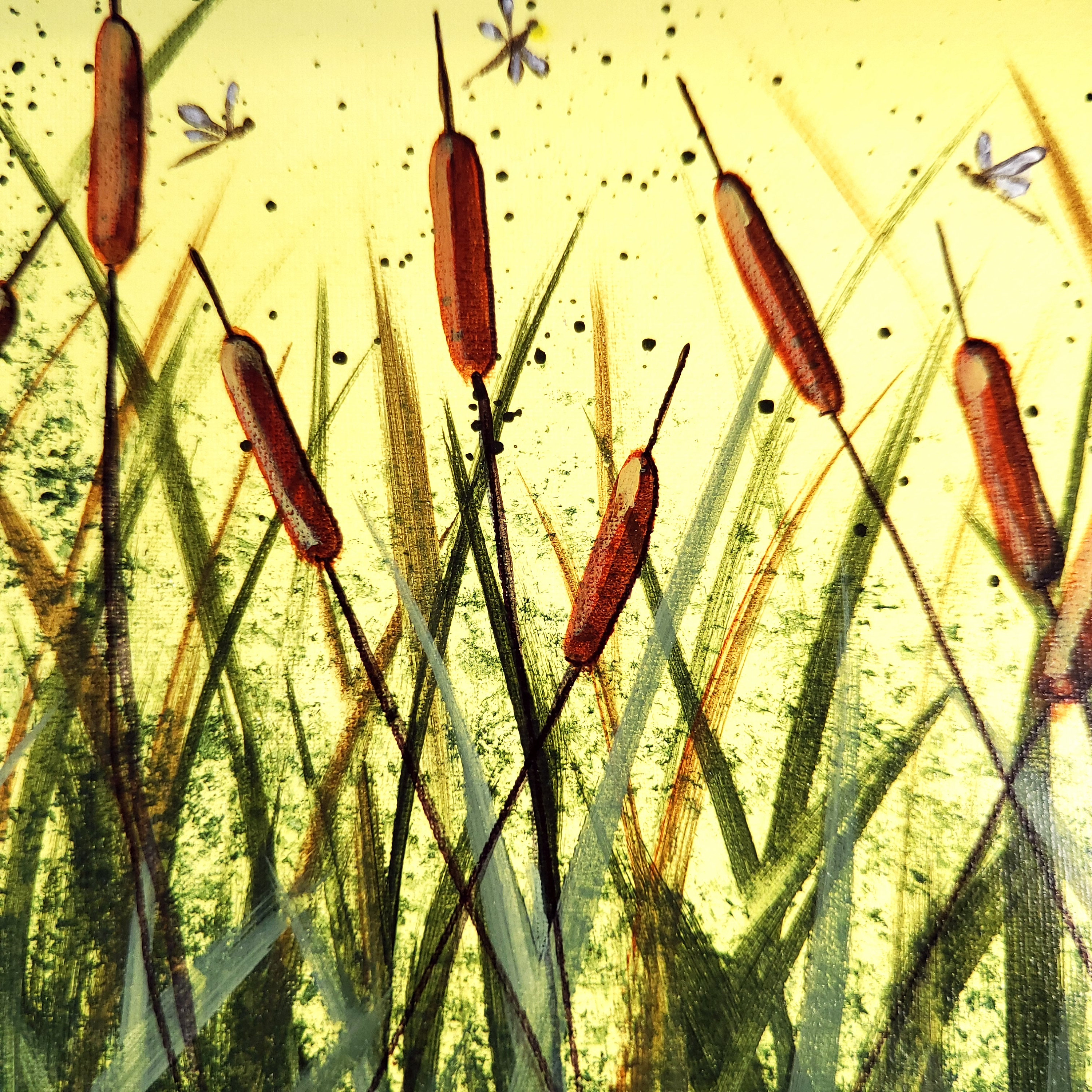 Cattails & Dragonflies Teachers Original Acrylic Painting by Peggy ...