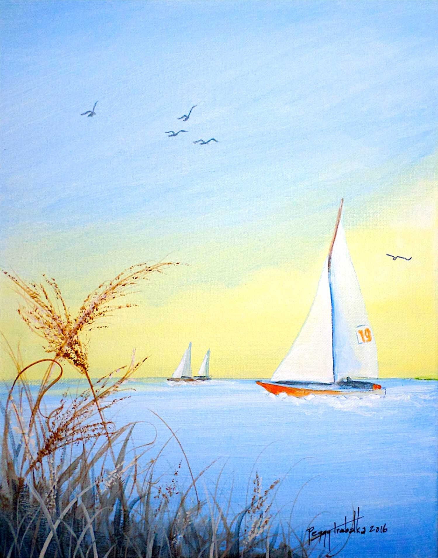 Summer Sailing E-packet Acrylic Painting Tutorial Fine Art Pattern ...