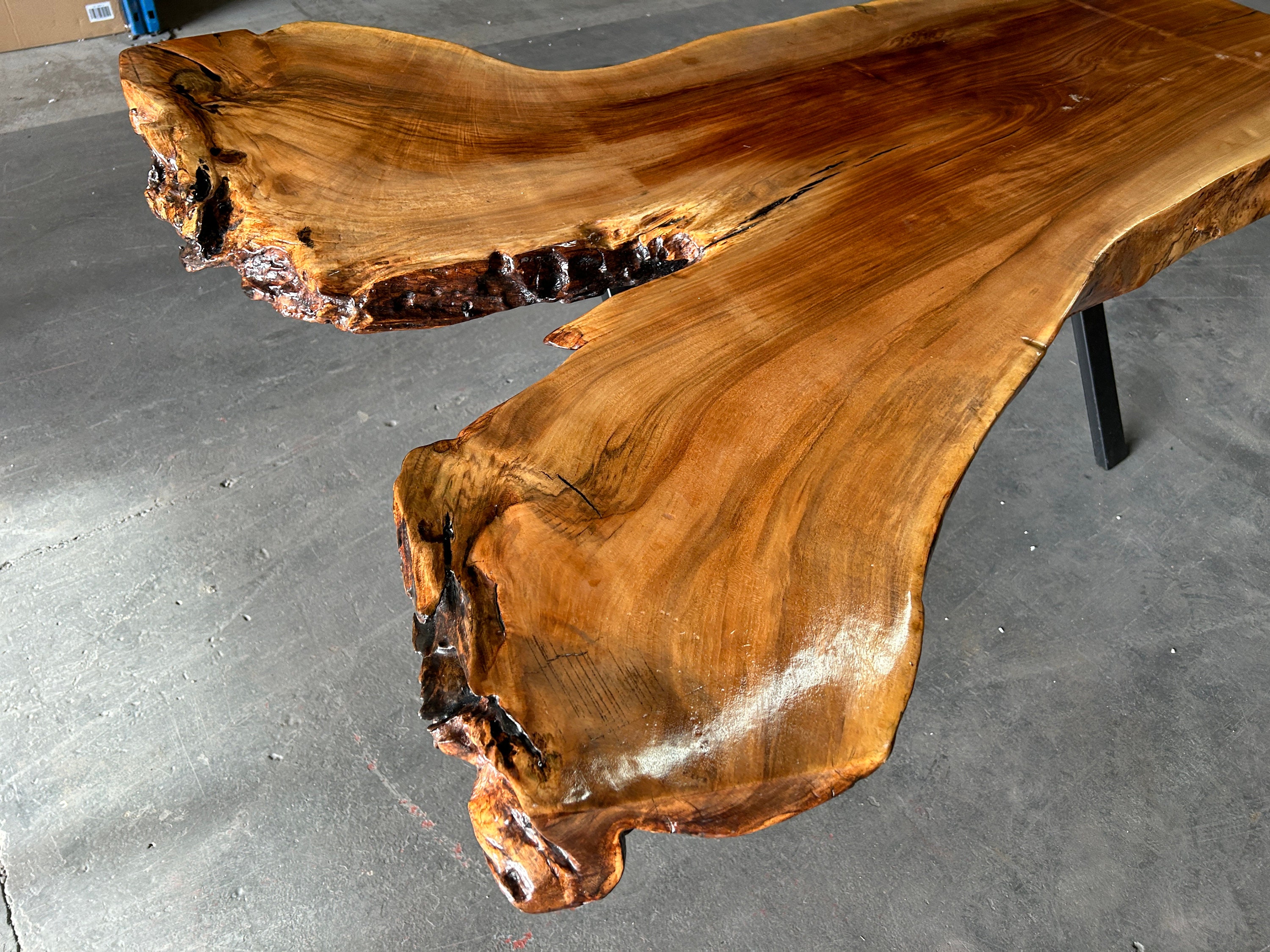 Unique Wooden Diing Table, Solid Wood, One Off, Metal Legs Made From ...