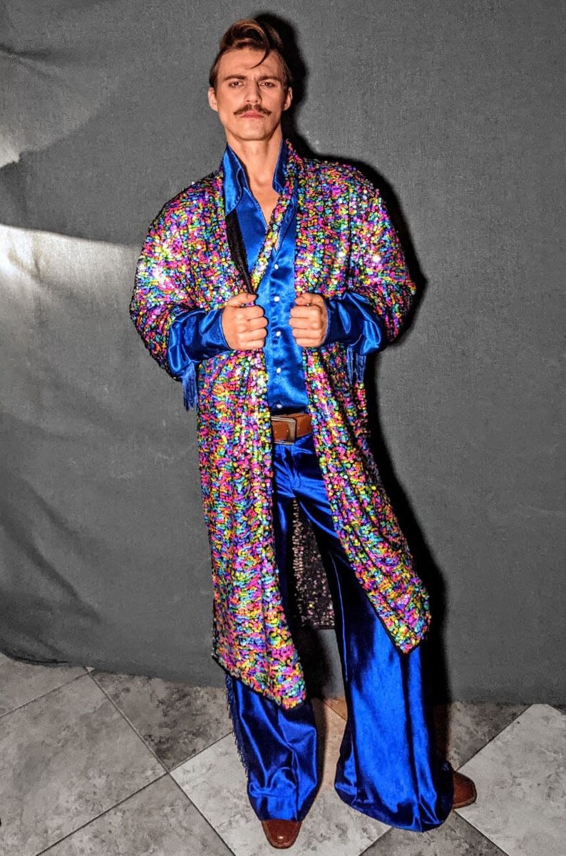 New Year Holographic Duster Coat, Futuristic Festival Robe, Iridescent ...