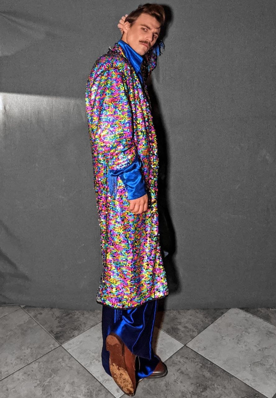New Year Holographic Duster Coat, Futuristic Festival Robe, Iridescent ...