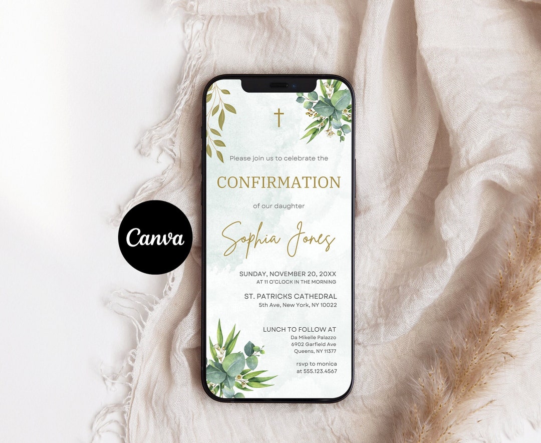 Digital Confirmation Invitation Template, Electronic Greenery ...