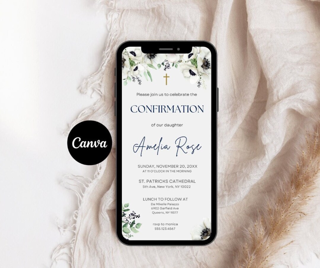 Digital Confirmation Invitation Template, Electronic Greenery ...