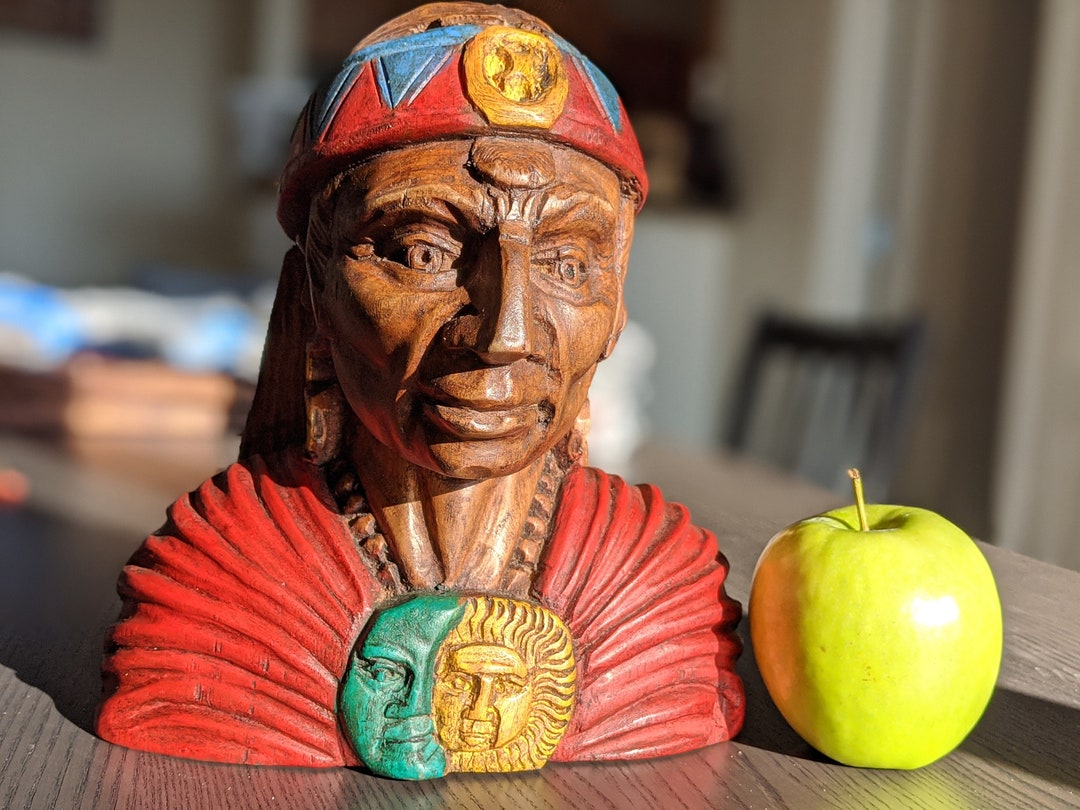 Hand Carved Wooden Bust Atahualpa Inca Emperor - Etsy