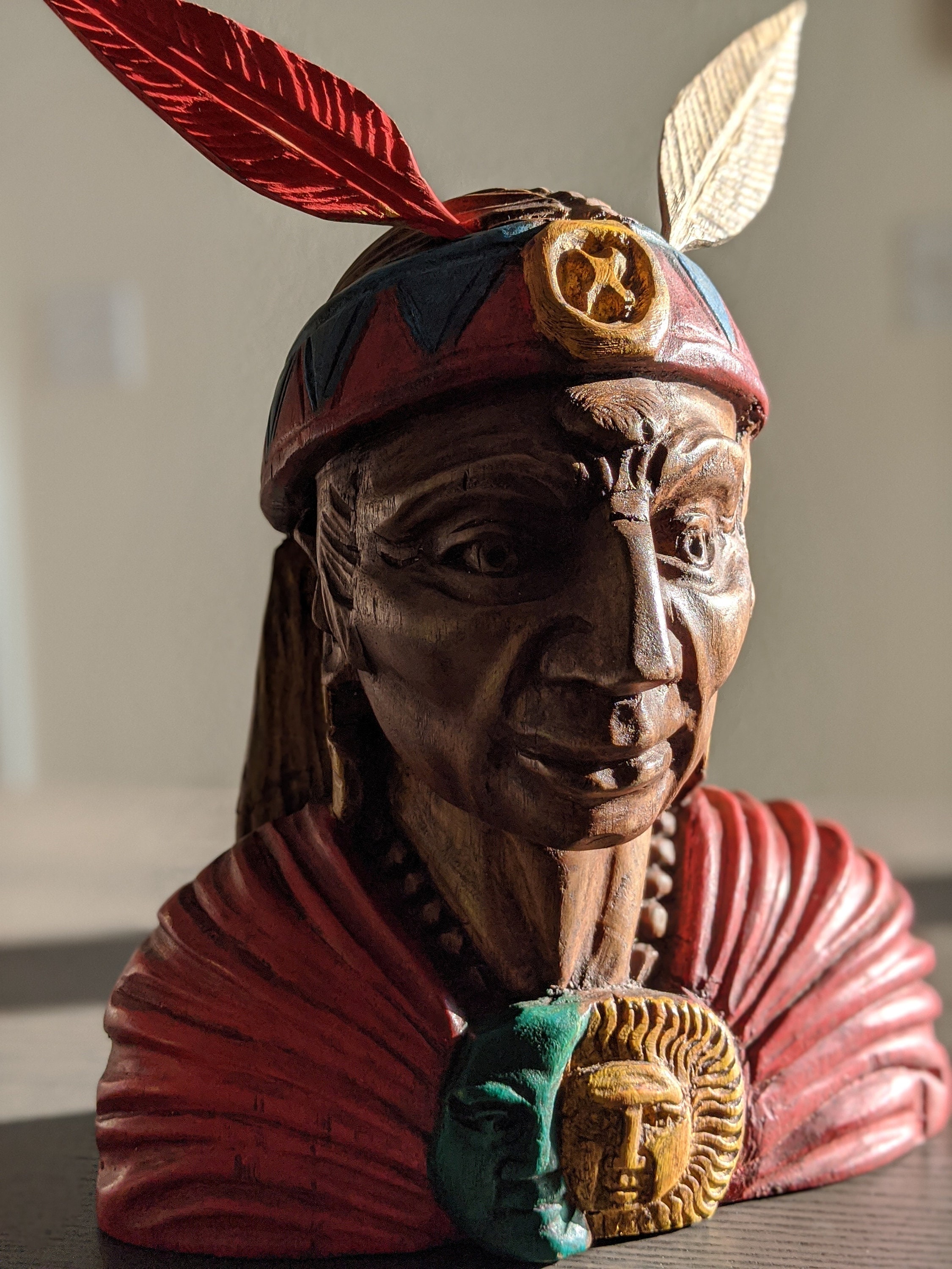 Hand Carved Wooden Bust Atahualpa Inca Emperor - Etsy