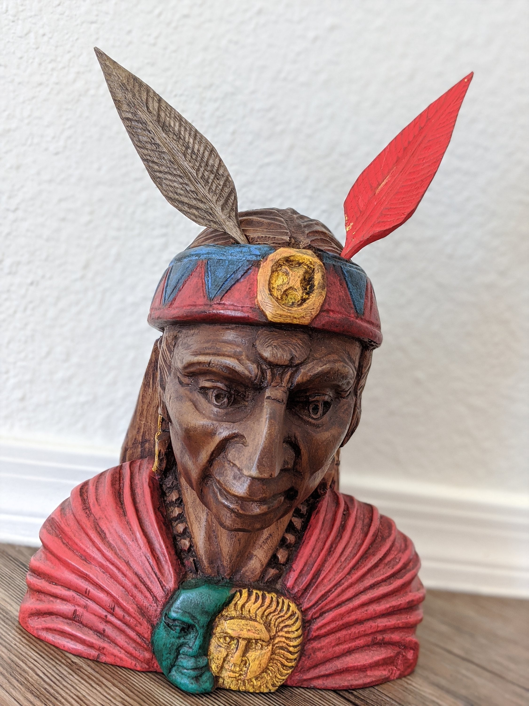 Hand Carved Wooden Bust Atahualpa Inca Emperor - Etsy