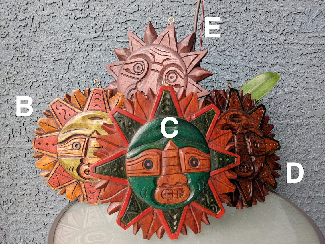 Hand Carved Wood Wall Hangings Inca Sun God - Etsy