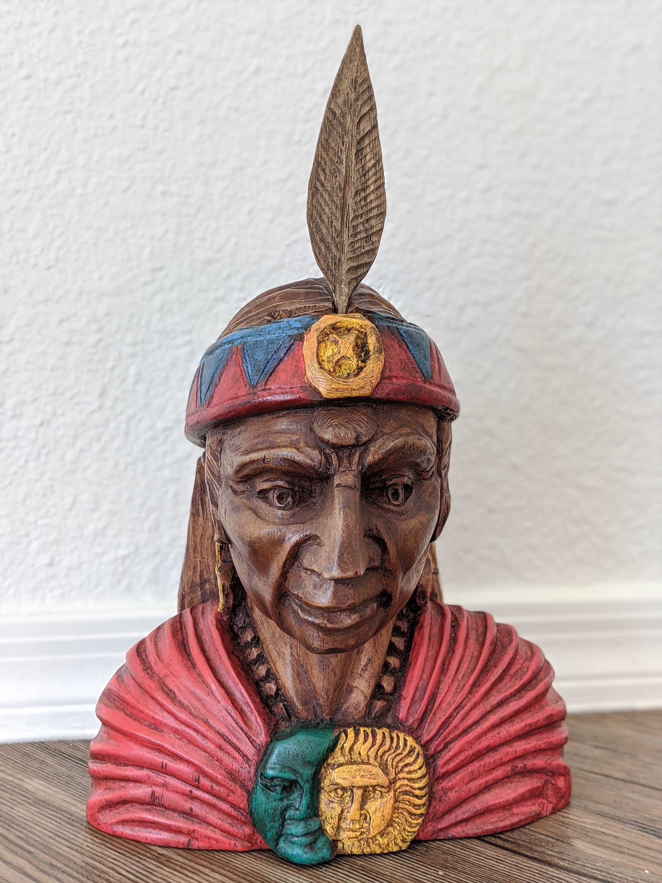 Hand Carved Wooden Bust Atahualpa Inca Emperor - Etsy
