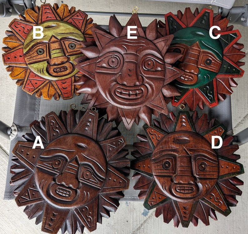 Hand Carved Wood Wall Hangings Inca Sun God - Etsy