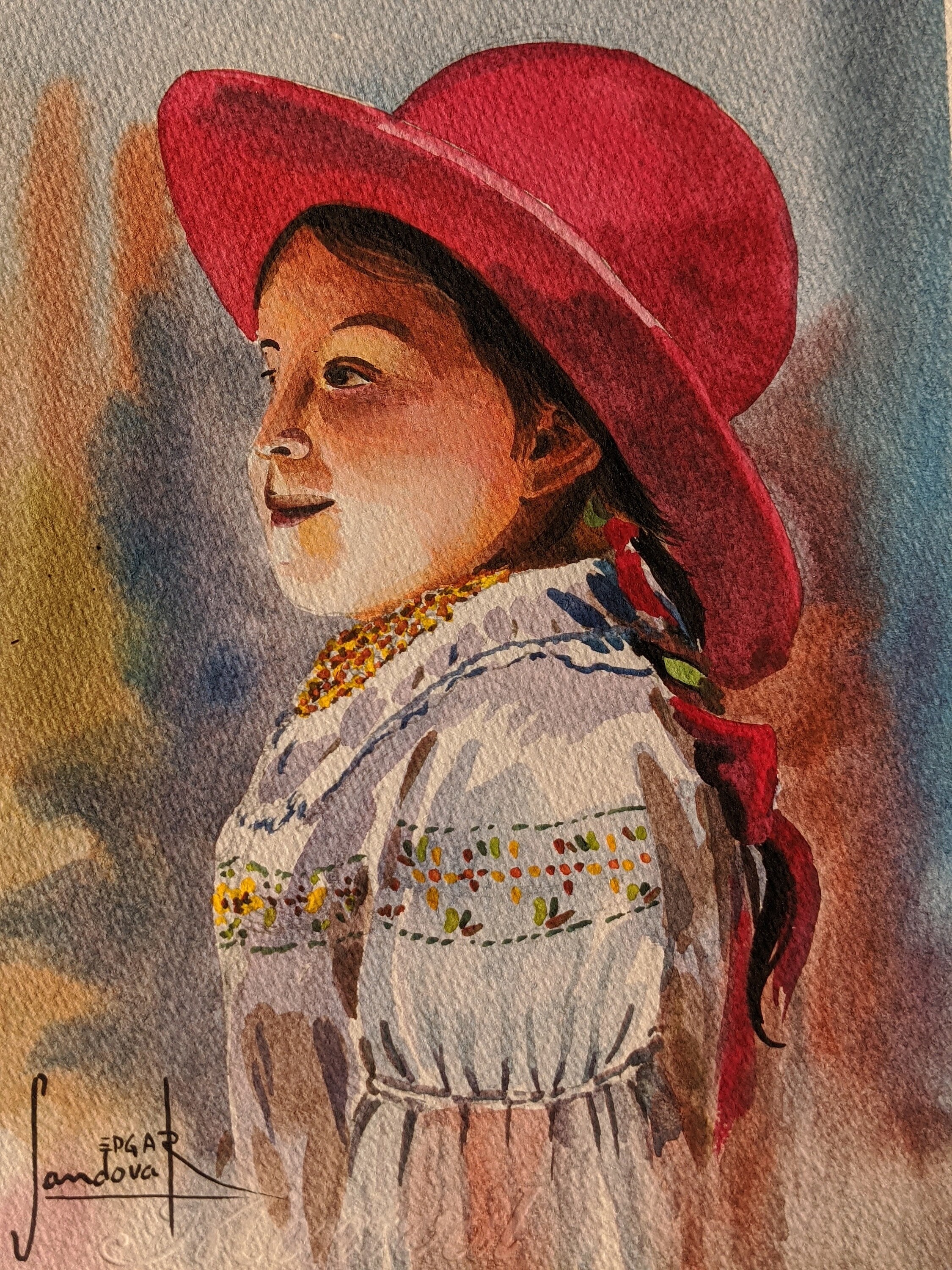 Portrait Painting Watercolor Indigenous Girl - Etsy
