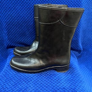 Vintage Original Derry Boots Wellingtons Black Rubber Faux Fur Lining ...