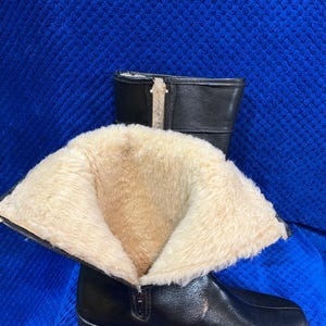 Vintage Original Derry Boots Wellingtons Black Rubber Faux Fur Lining ...