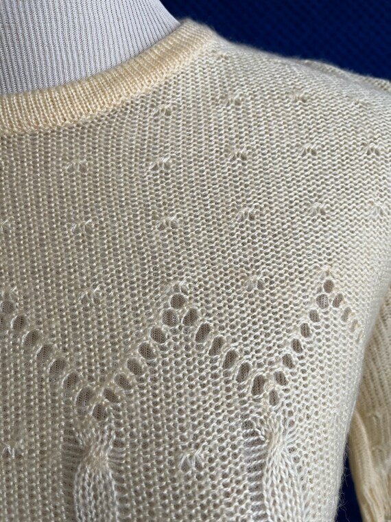 1940s 1950s lemon yellow short sleeve sweater fine kn… - Gem