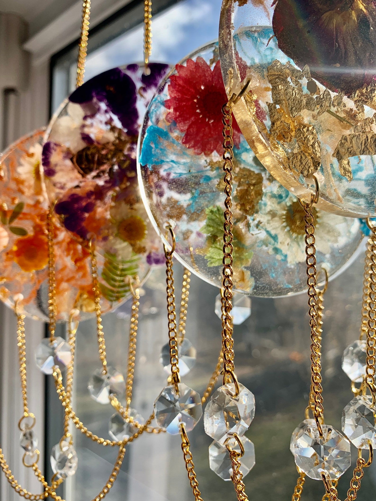 Mini Sun Catcher Mini Botanical Sun Catcher Floral Sun - Etsy