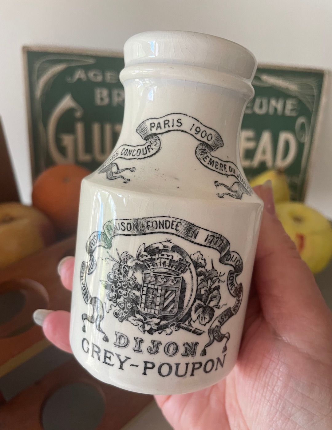 Antique French Paris Stoneware Mustard Jar - Dijon Grey Poupon - Etsy