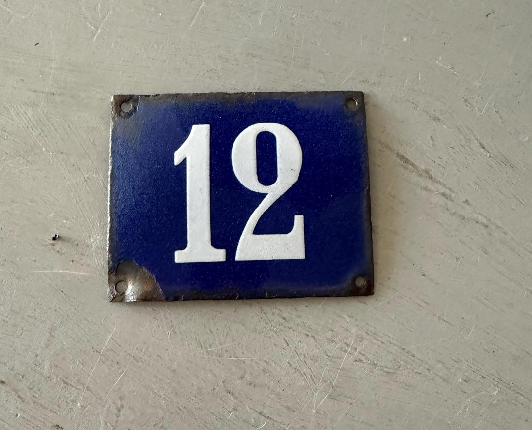 Antique French Enamel Sign - House Number 12 - Blue and White - Etsy