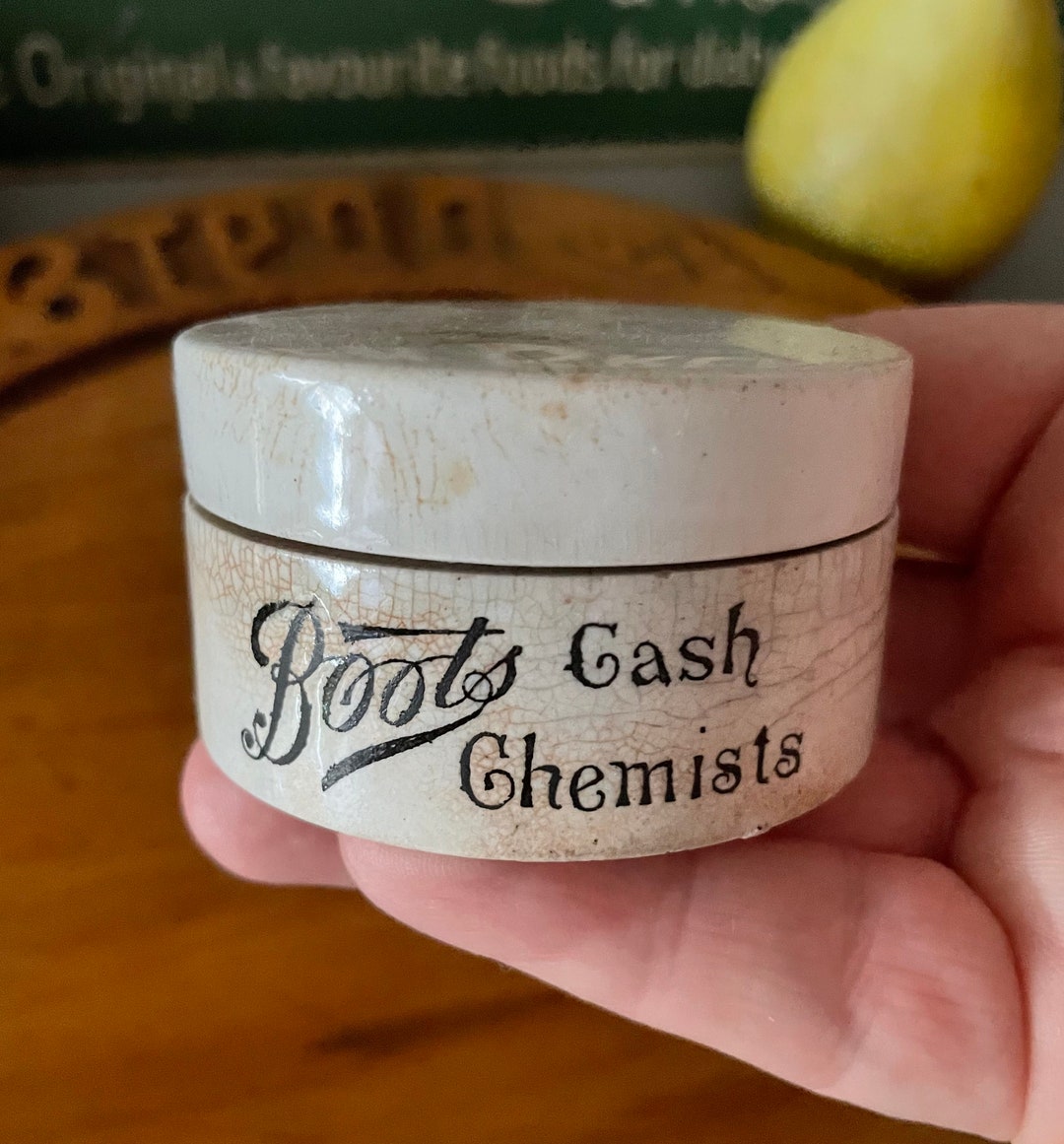 Gorgeous Antique Stoneware Boots Cash Chemists Pot With Lid - Etsy