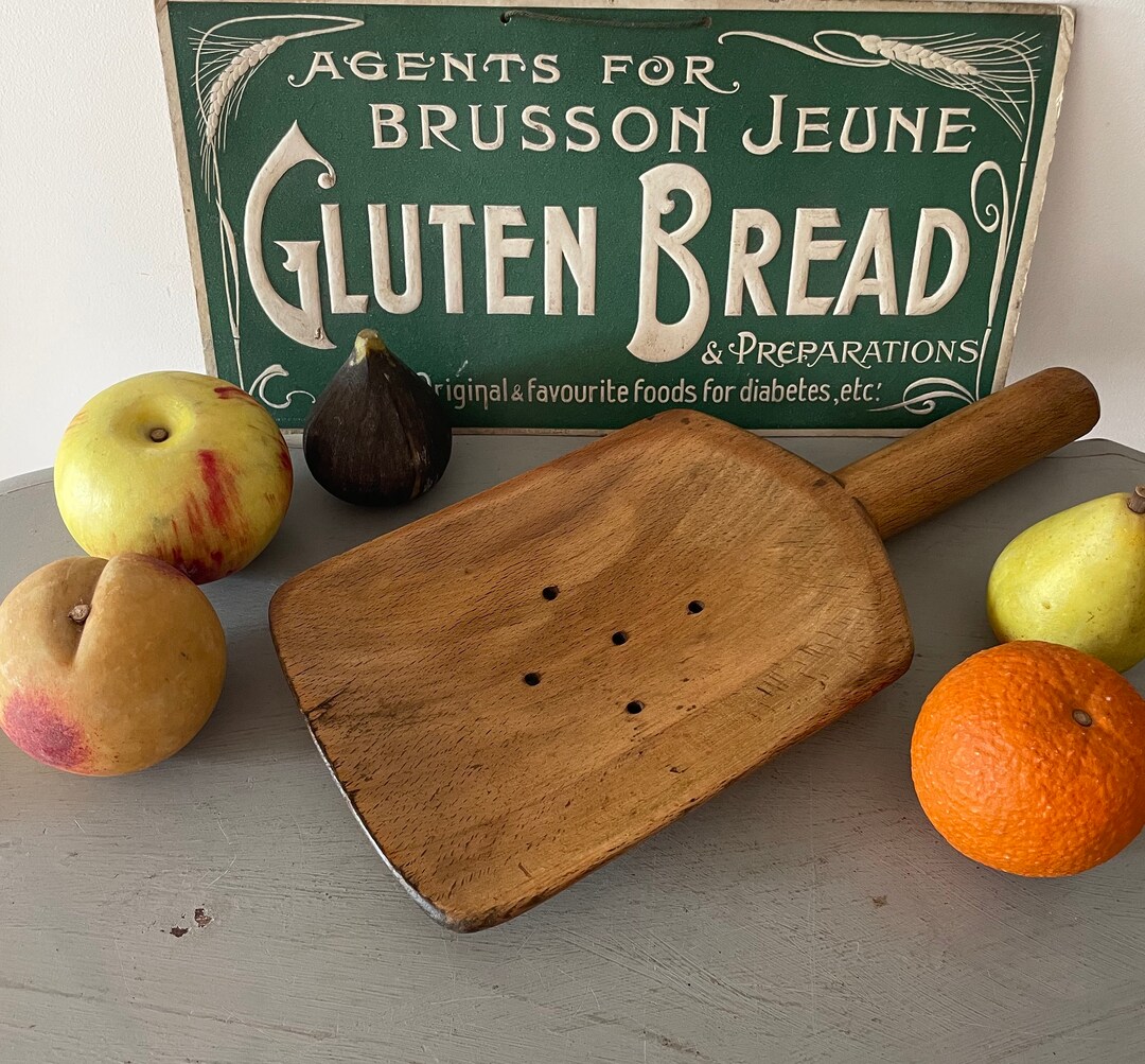 Antique Wooden Cheese Strainer Spoon - Dairy - Treen - Curds and Whey ...