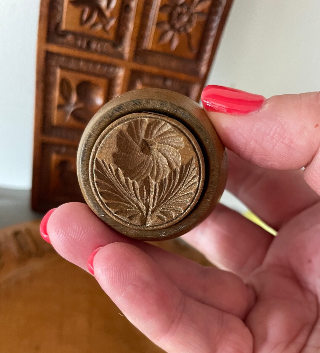 Antique Treen Dairy Butter Stamp - Flower Shape - Wooden Butter Mould ...