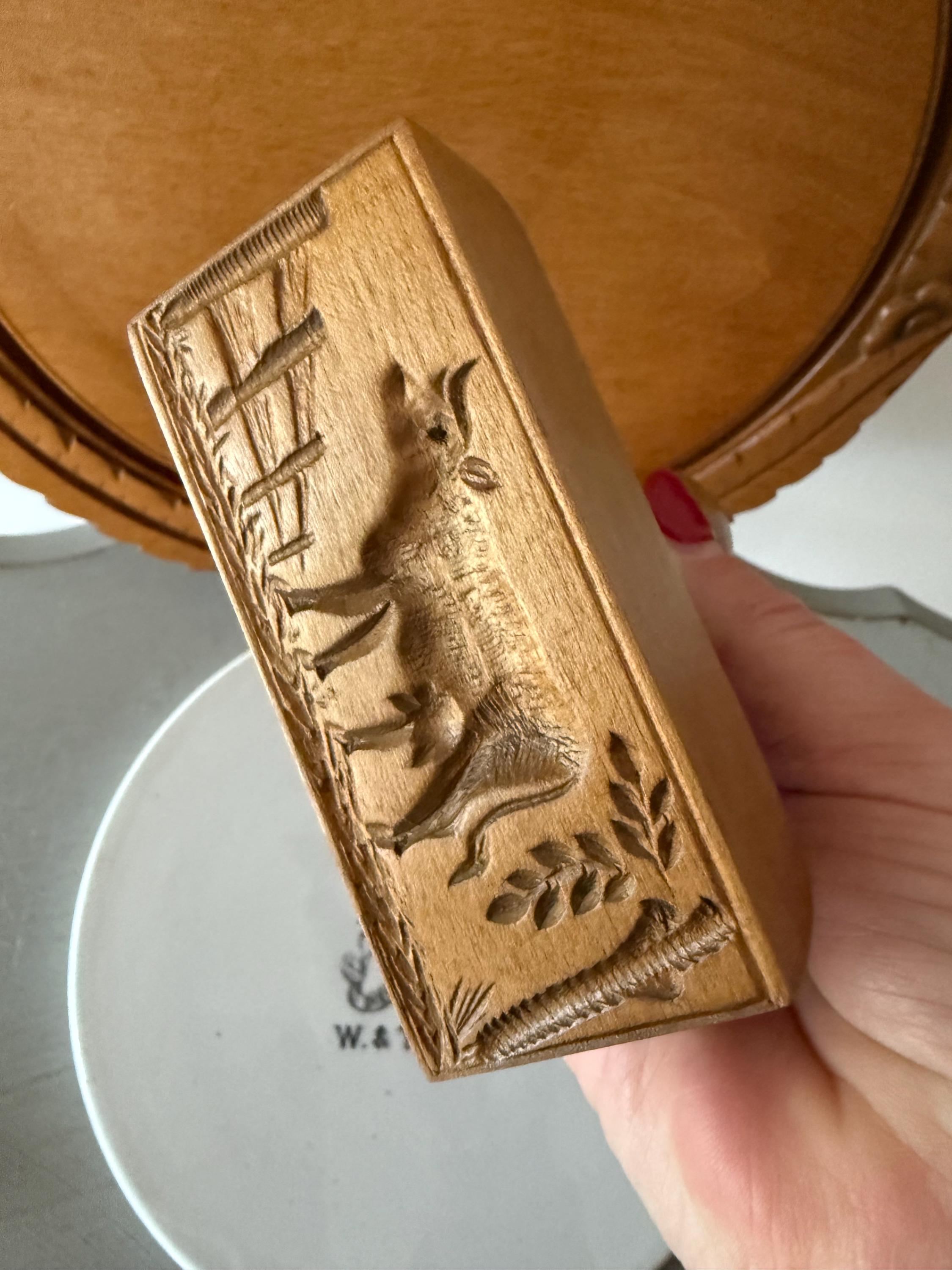 Antique Treen Dairy Butter Stamp - Cow Shape Mould - Rectangular ...