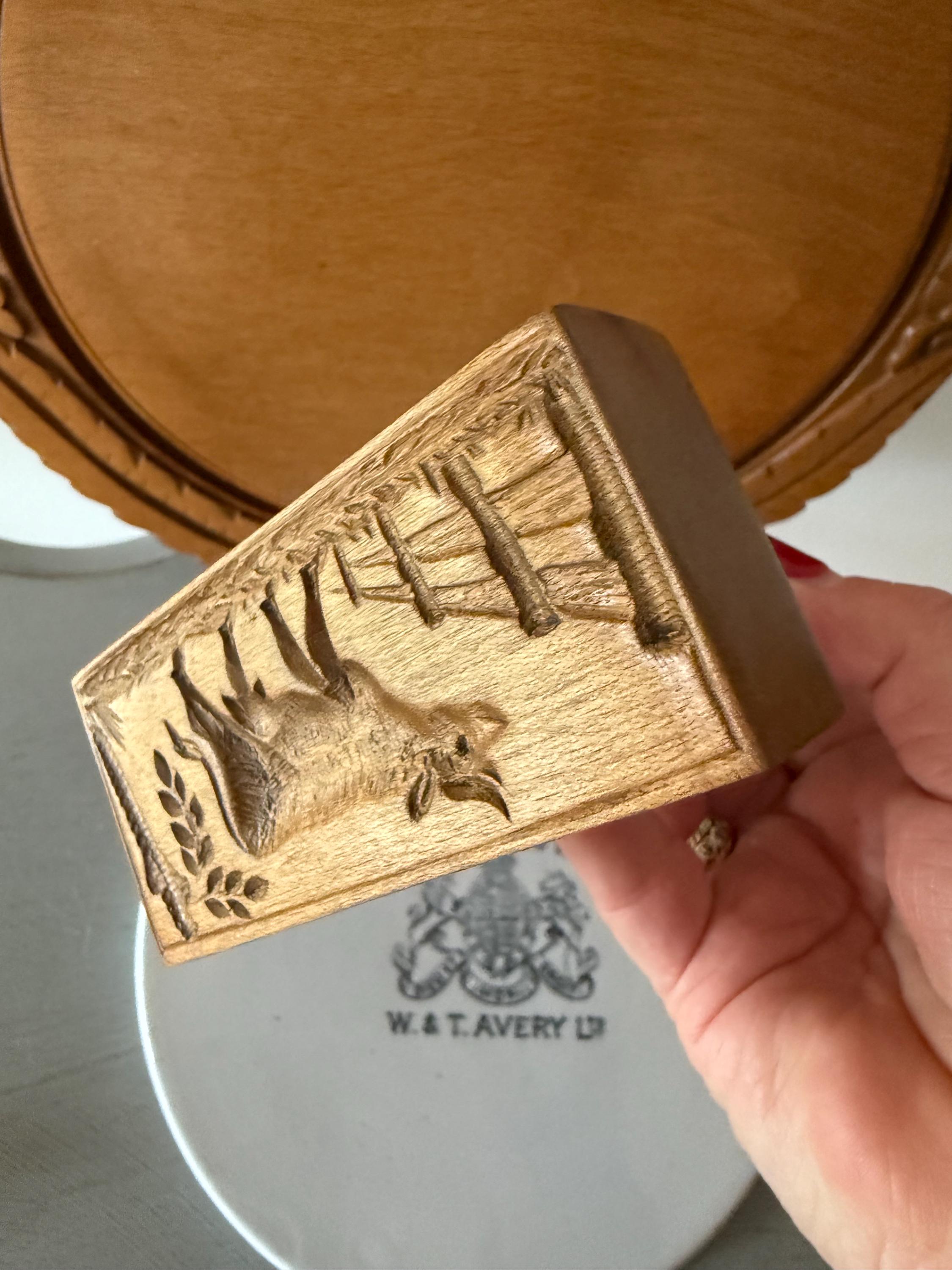 Antique Treen Dairy Butter Stamp - Cow Shape Mould - Rectangular ...