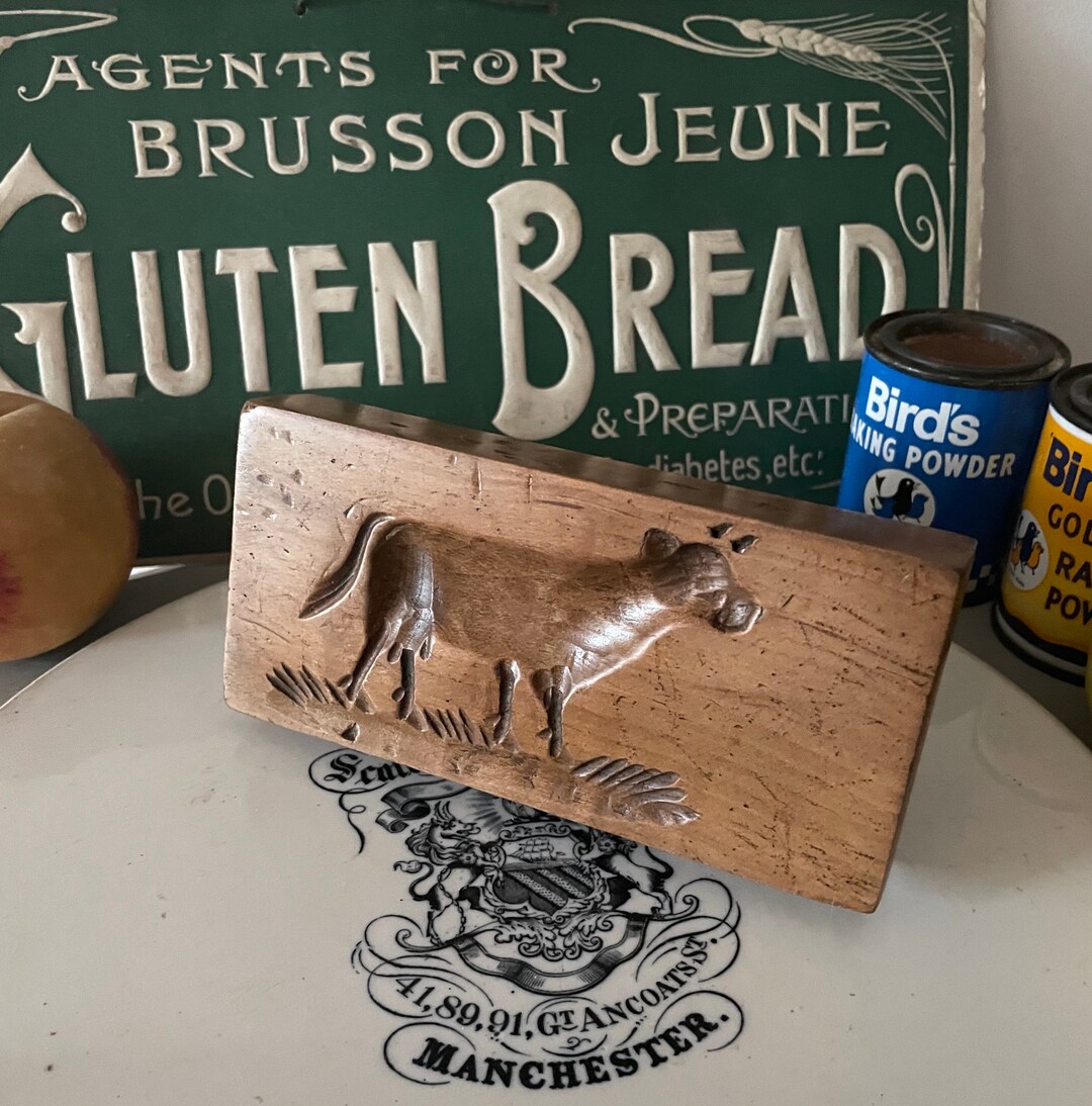 Antique Treen Dairy Butter Stamp Cow Shape Butter Mould - Biscuit Stamp ...