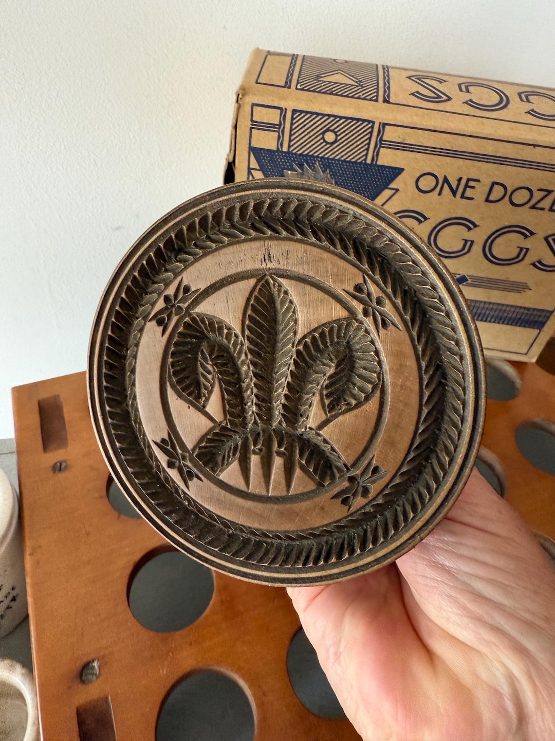 Antique Treen Butter Stamp: Prince of Wales Feathers, Wooden Mold - Etsy