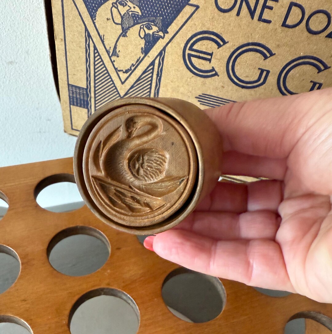 Small Antique Treen Dairy Butter Stamp - Swan Shape - Wooden Butter ...