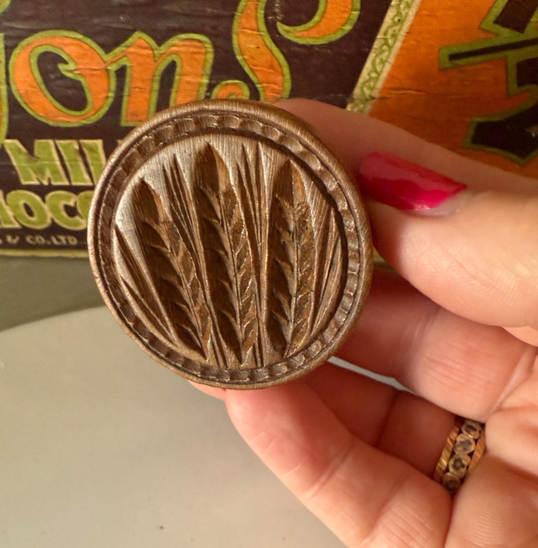 Cute Antique Treen Dairy Butter Stamp - Wooden Butter Mould - Ears of ...