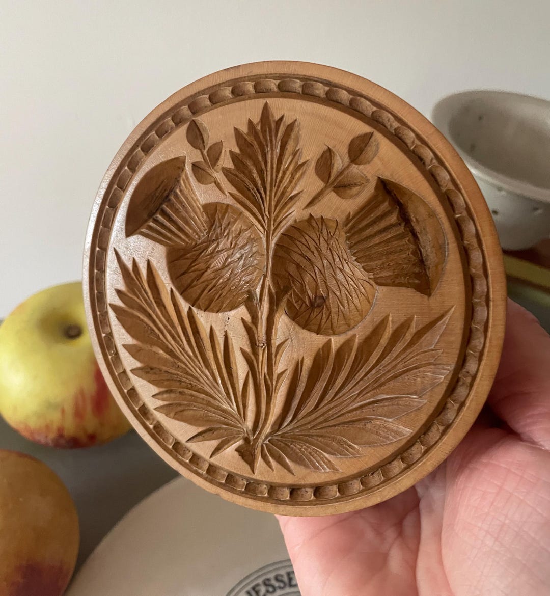 Large Antique Treen Dairy Butter Stamp - Wooden Butter Mould - Scottish ...