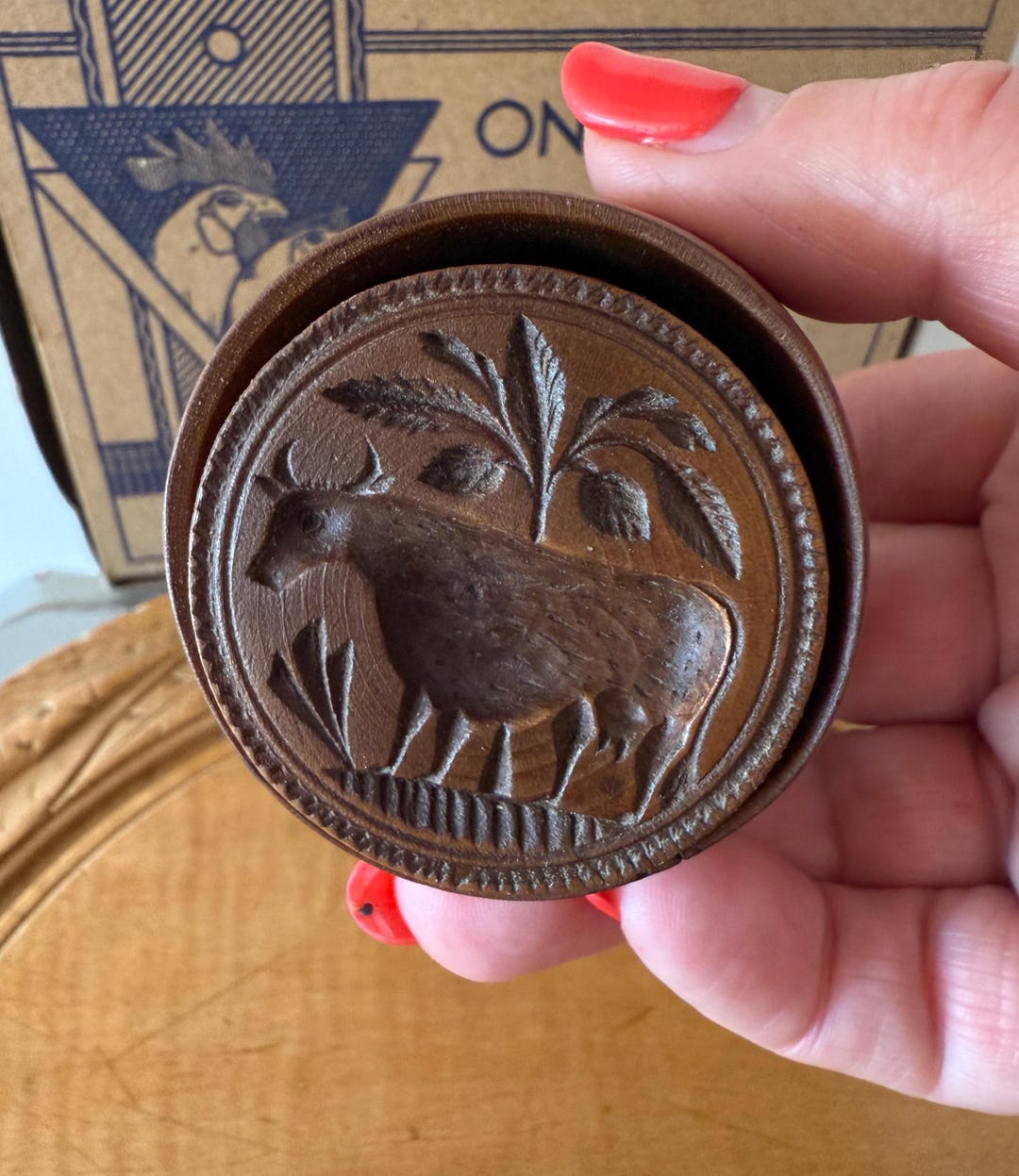 Antique Treen Butter Stamp: Cow Design Dairy Mould - Etsy