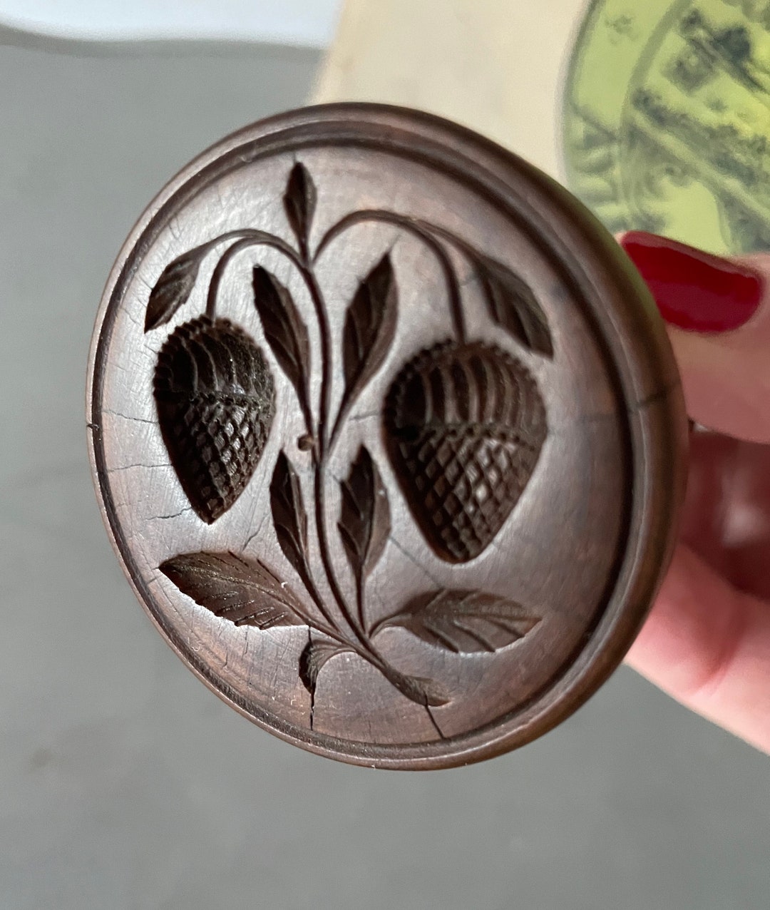 Antique Treen Dairy Butter Stamp Strawberries Shape Butter Mould ...