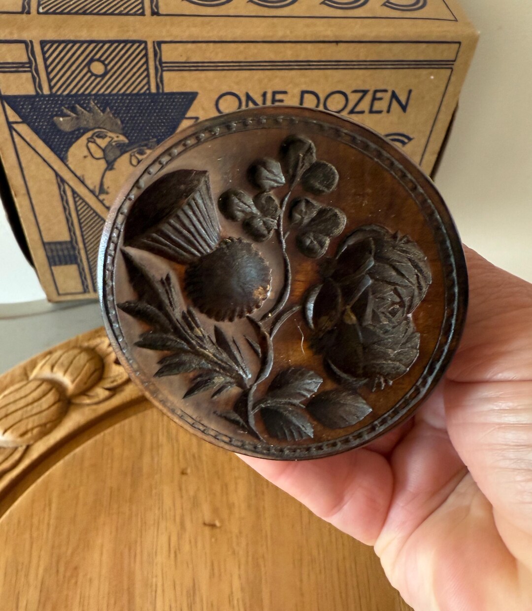 Antique Treen Dairy Butter Stamp - Wooden Butter Mould - Scottish ...