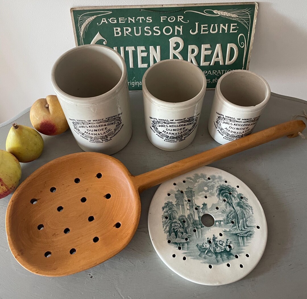 Large Vintage Wooden Cheese Strainer Spoon - Dairy - Treen - Curds and ...