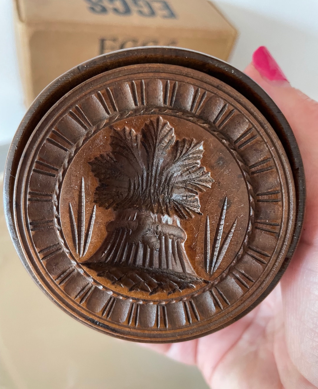 Antique Victorian Treen Dairy Butter Stamp - Wooden Butter Mould ...