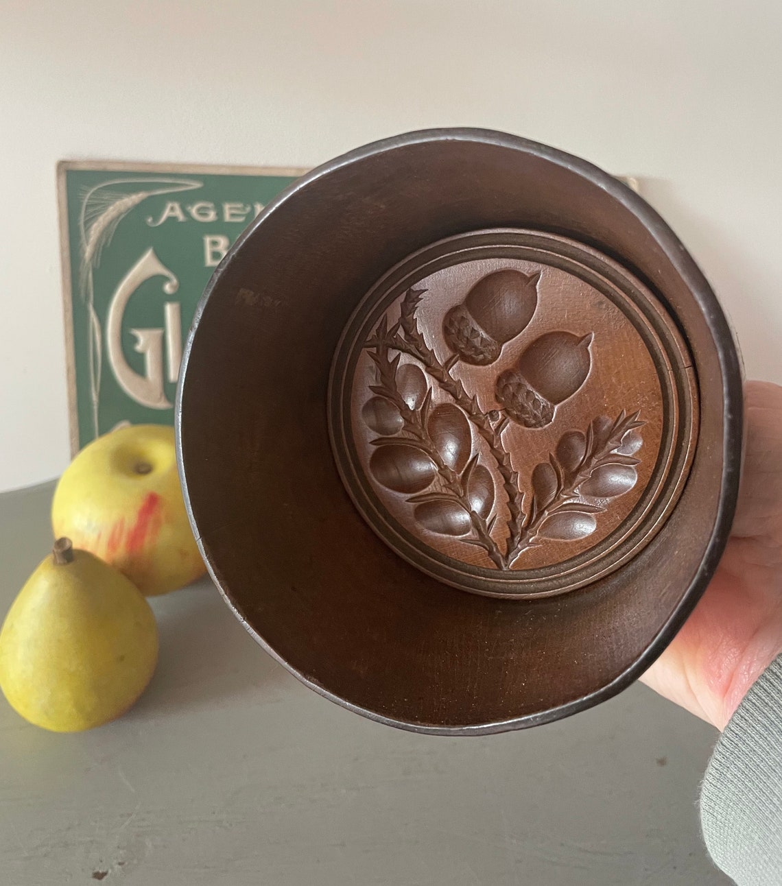 Large Antique Wooden Treen Butter Mould - Kitchenalia Dairy - Biscuit ...
