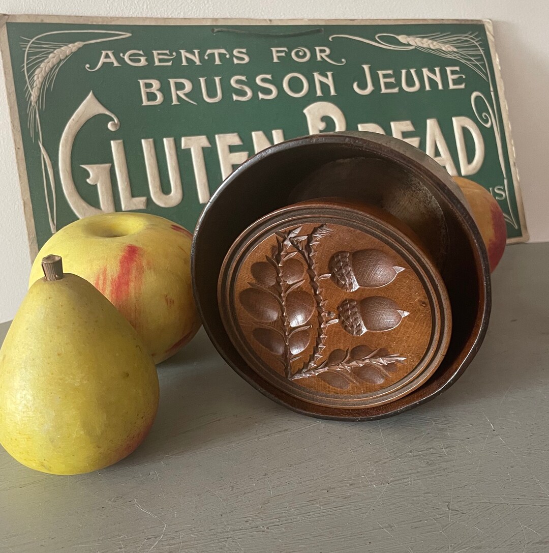 Large Antique Wooden Treen Butter Mould - Kitchenalia Dairy - Biscuit ...