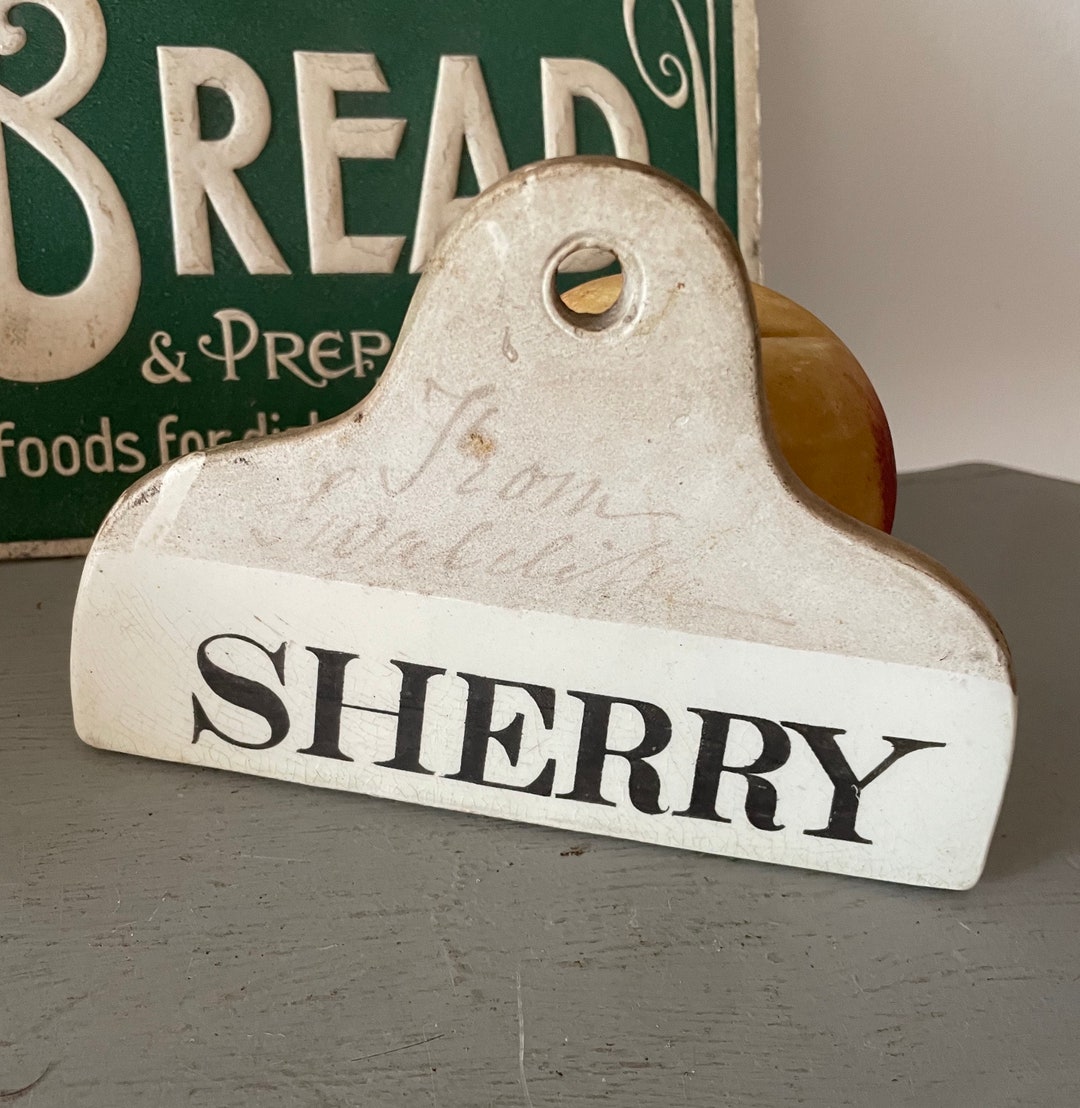 Antique Copeland and Garrett SHERRY New Fayence Wine Cellar Bin Label ...