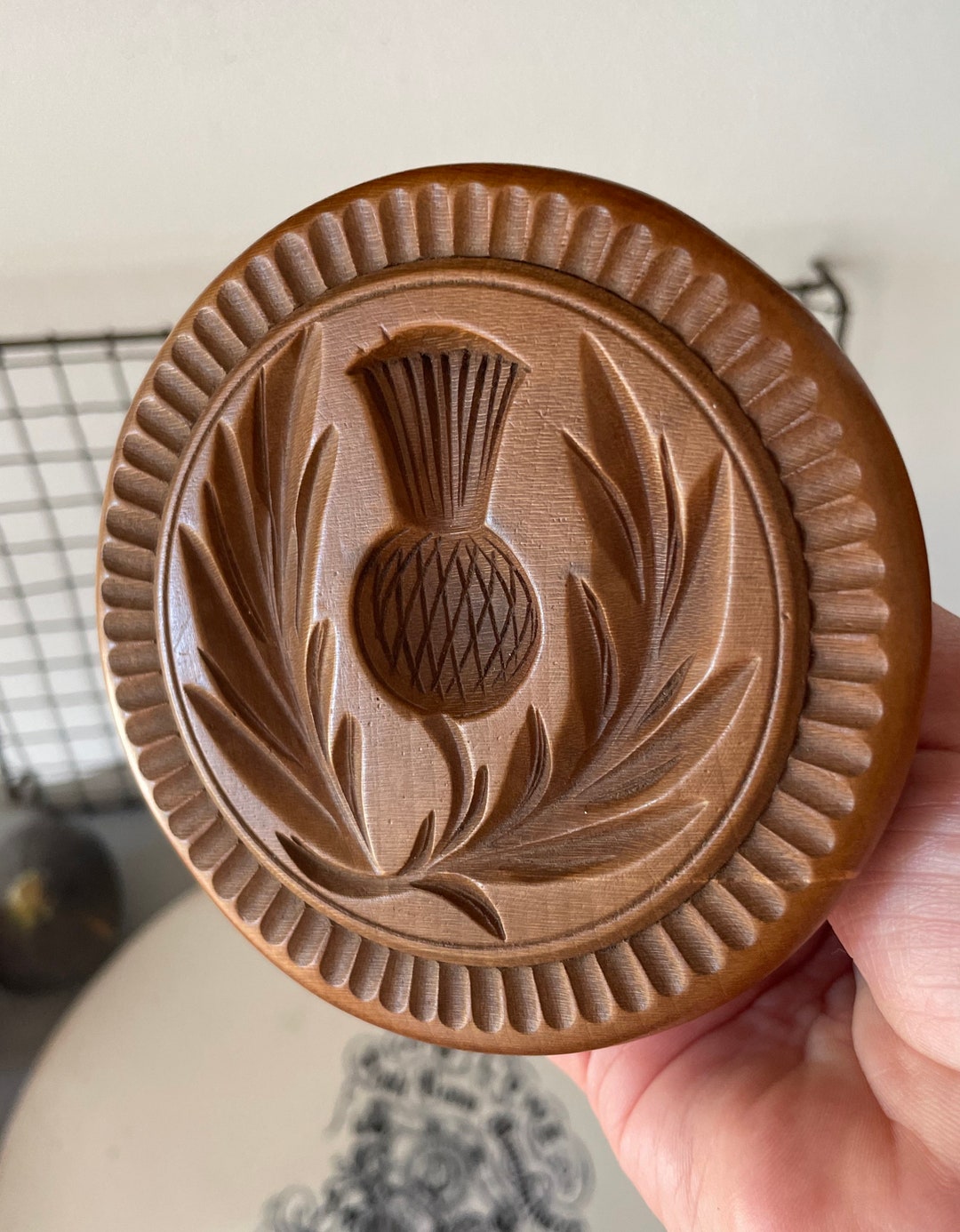 Large Antique Treen Dairy Butter Stamp - Wooden Butter Mould - Scottish ...