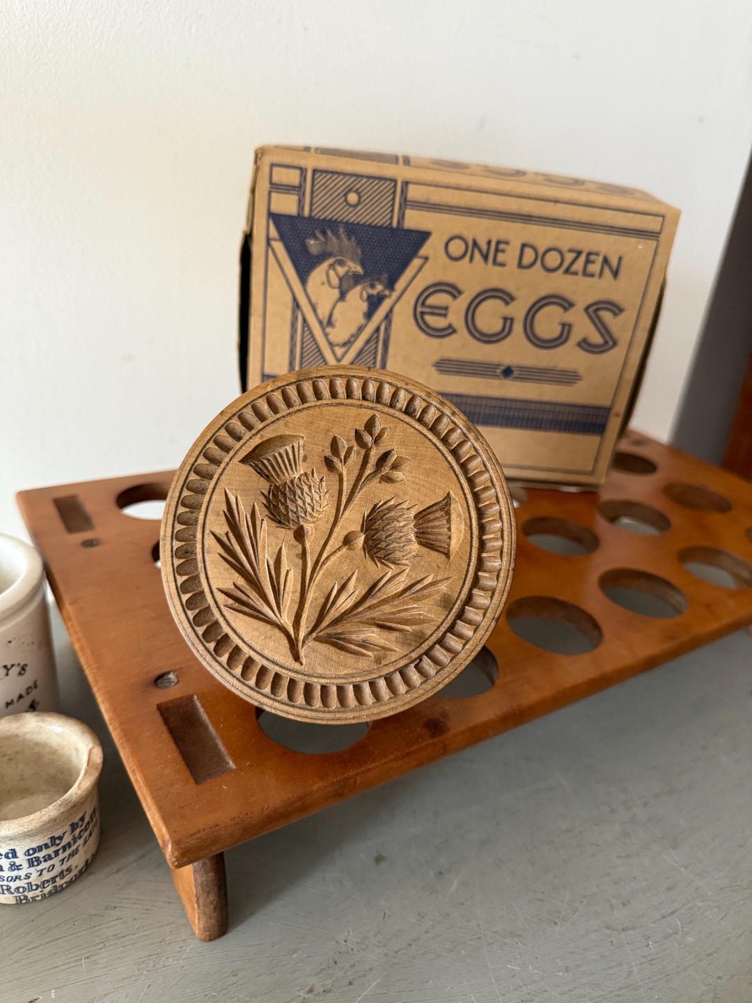 Antique Treen Butter Stamp: Scottish Thistle Design, Sycamore Wood - Etsy