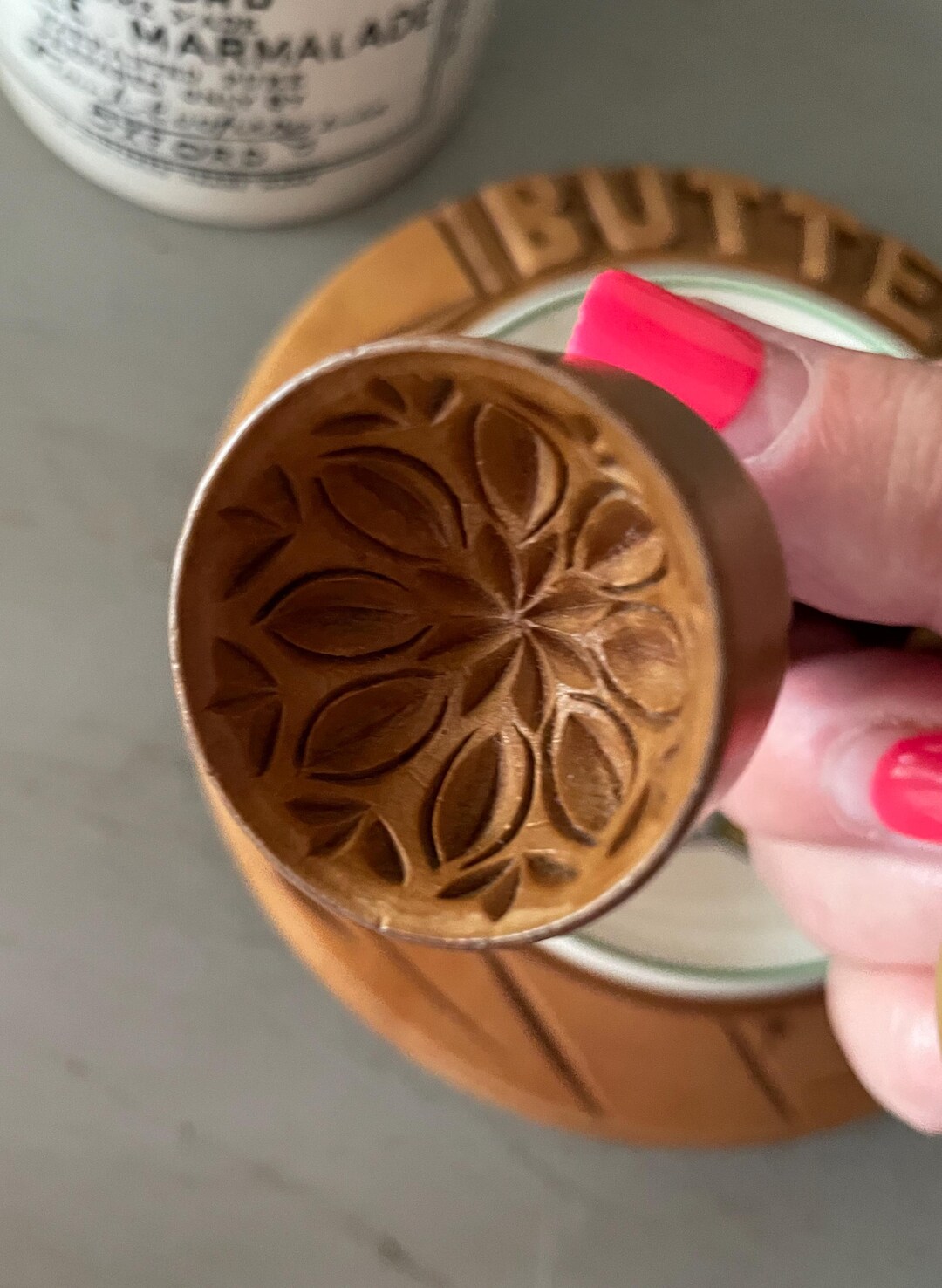 Tiny Antique Treen Dairy Butter Cup Mould Wooden Butter Stamp Flower ...