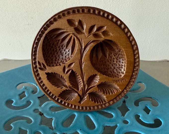 Large Antique Victorian Wooden Treen Butter Stamp - Biscuit Stamp ...