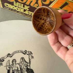 Tiny Antique Treen Dairy Butter Cup Mould - Wooden Butter Stamp - Wheat ...