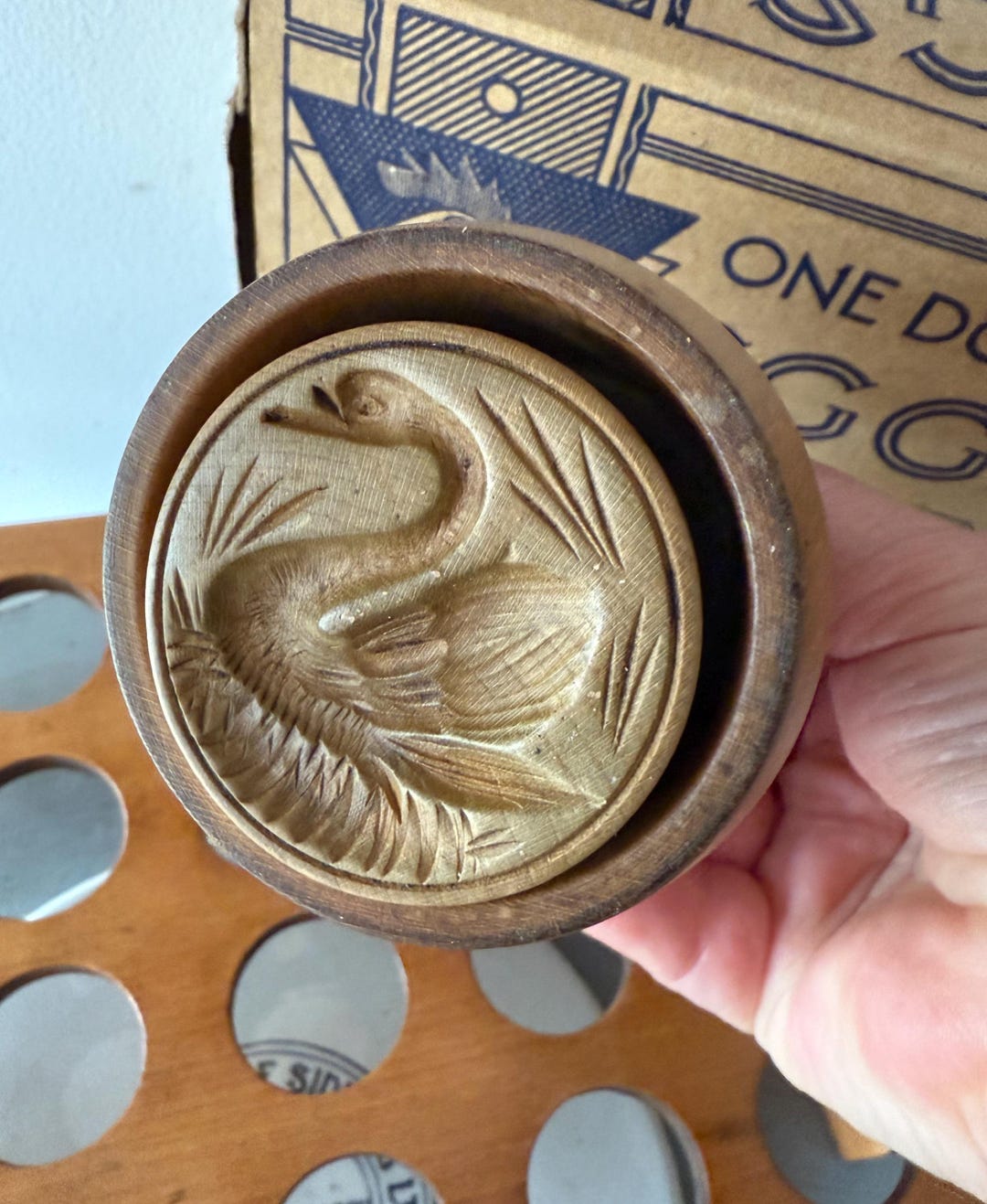 Antique Treen Dairy Butter Stamp - Swan Shape Butter Mould - Biscuit ...