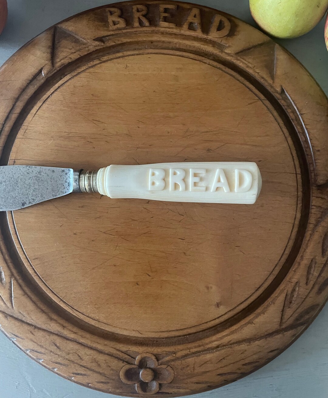 Antique Victorian Carved BREAD Bone Handle English Bread Cutter Slicer ...