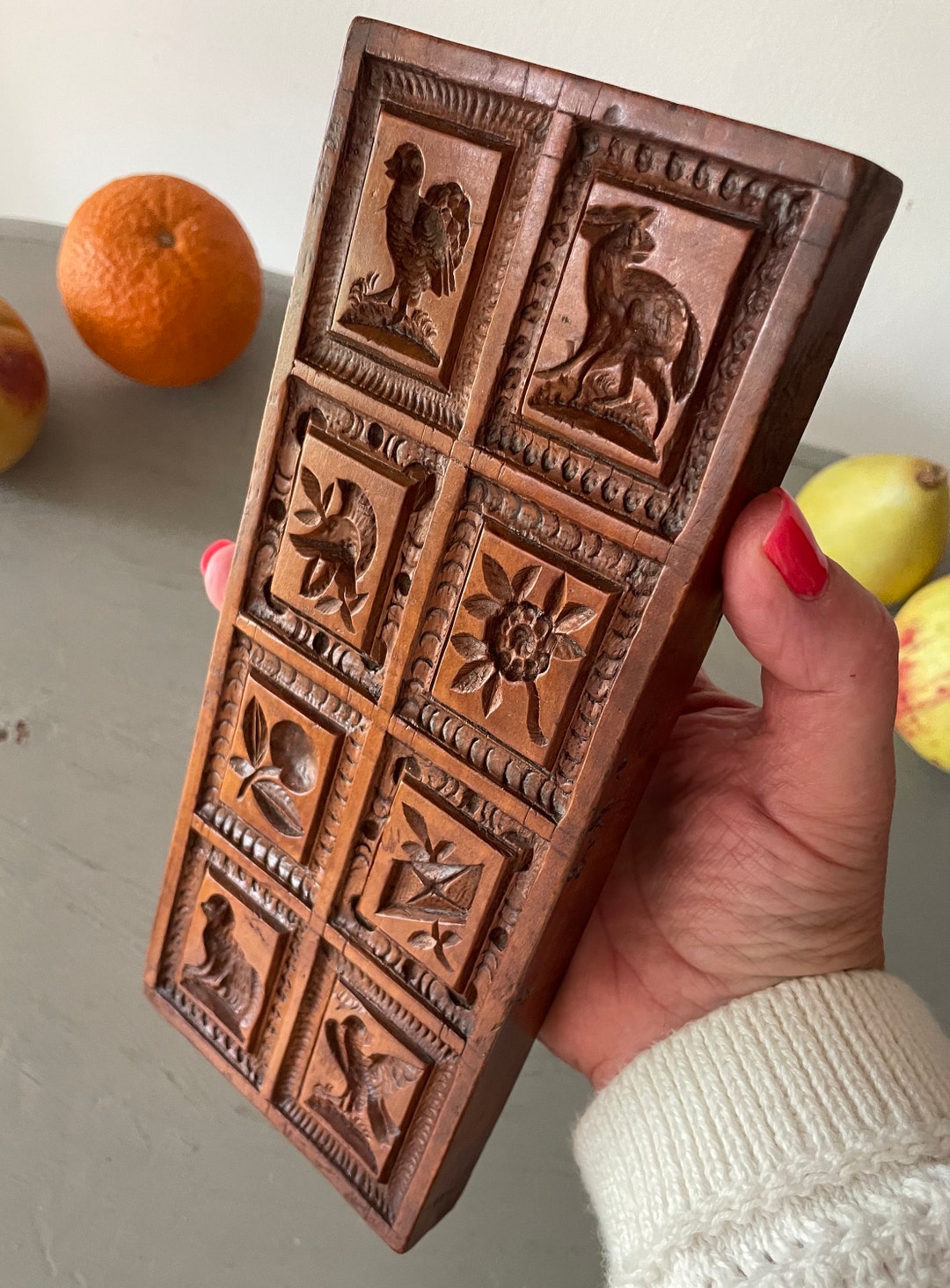 Rare Antique Wooden Treen Gingerbread Biscuit Stamp - Wood Mould ...