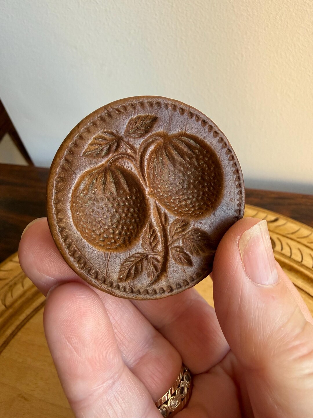 Antique Treen Butter Stamp: Strawberry Design Dairy Mould - Etsy