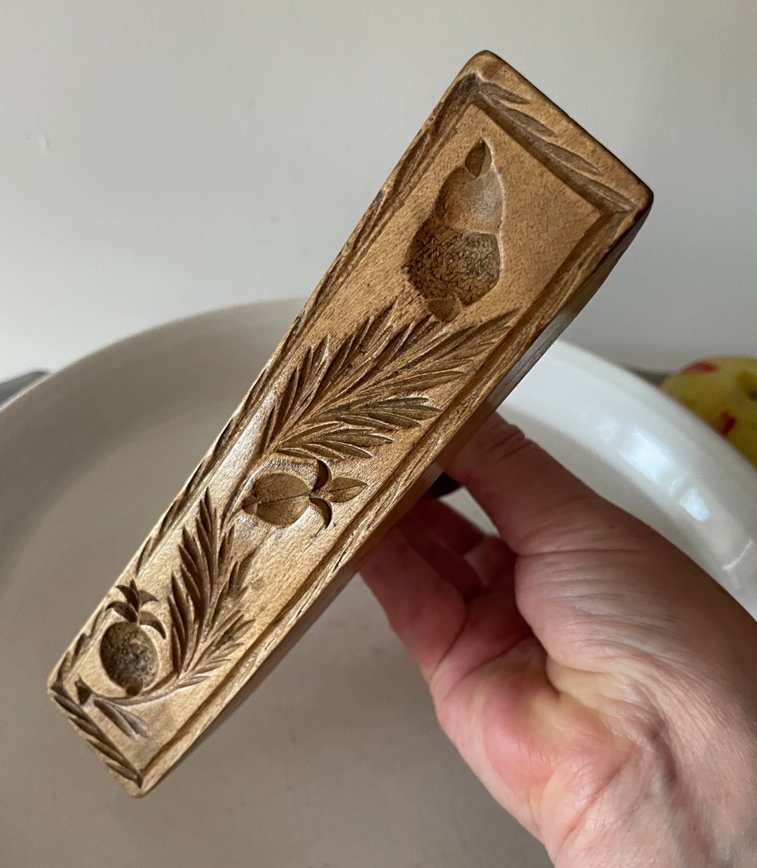 Large Antique Rectangular Wooden Treen Butter Mould Acorn Shortbread ...