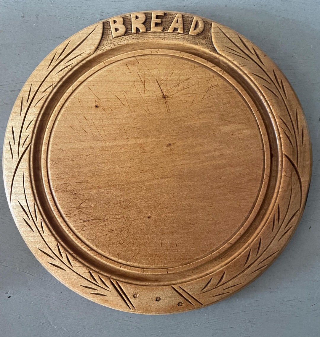 Lovely Vintage Carved Treen Wooden Carved "bread" - Bread Board C1930s ...